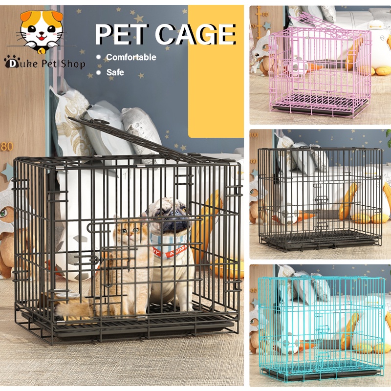 Foldable Pet Cage Safe and firm Dog Cage with Poop Tray Heavy Duty Pet ...