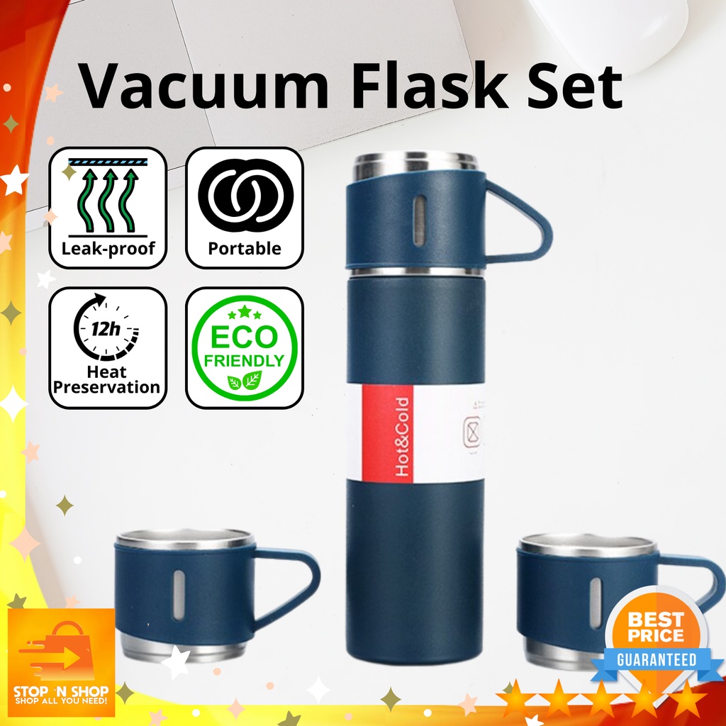 500ml Stainless Steel Double-Layer Vacuum Coffee Cup | Vacuum Flask Set ...