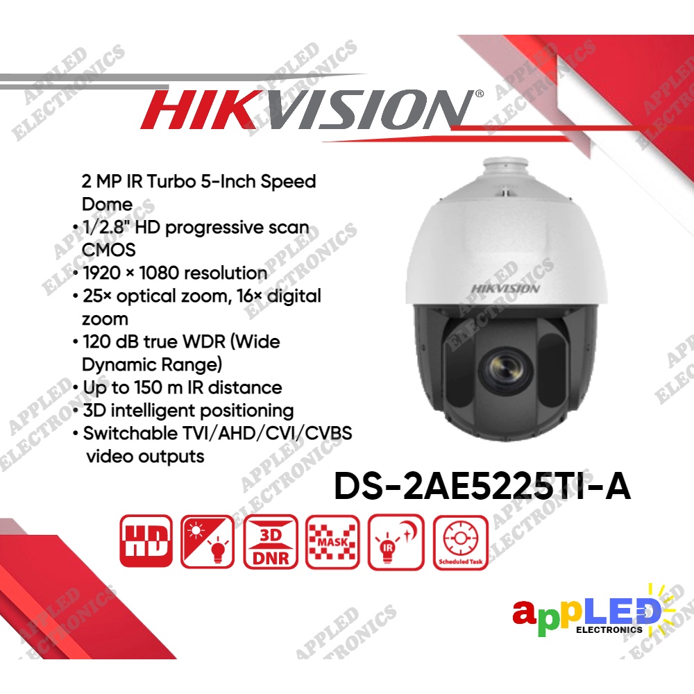 Hikvision DS-2AE5225TI-A(E) 5-inch 2 MP 25X Powered by DarkFighter IR Analog PTZ Camera | Shopee ...