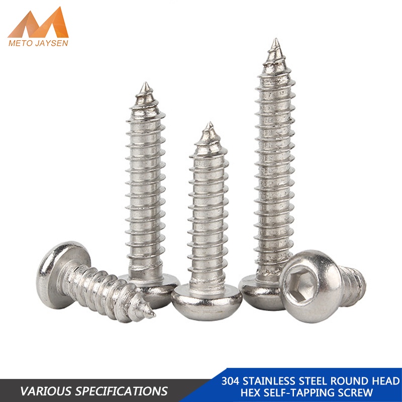M3 M4 M5 M6 304 Stainless Steel Button Head Hex Hexagon Socket Self-Tapping Screw Round Head ...