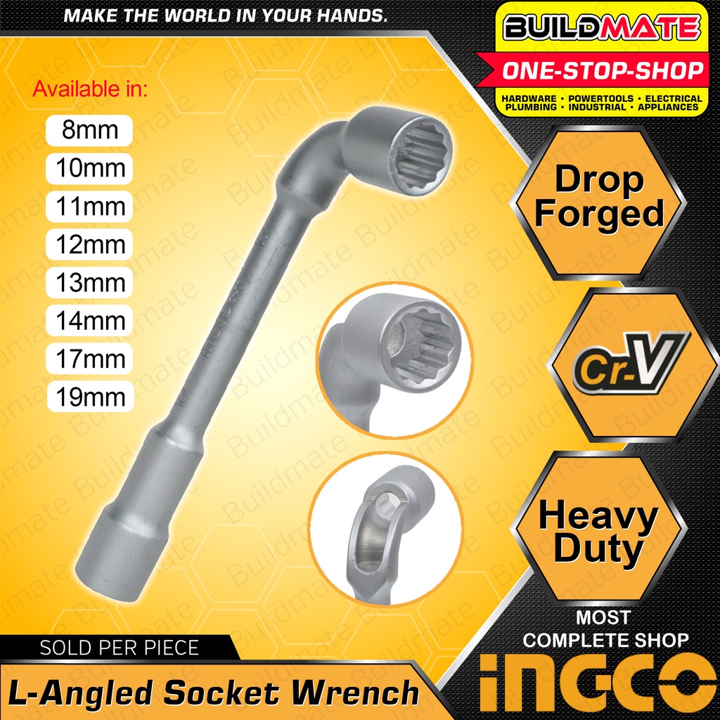 INGCO L-Angled Socket Wrench 8mm, 10mm, 11mm, 12mm, 13mm, 14mm, 17mm, 19mm [SOLD PER PIECE] IHT ...