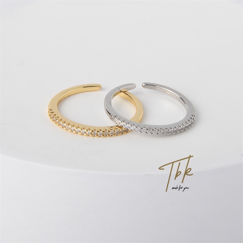 TBK Couple Rings 18k Gold Cubic Zirconia Adjustable Ring Fashion ...