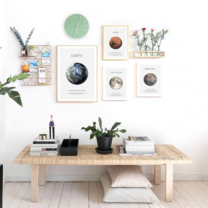 Solar System Picture Planet Earth Moon Poster Astronomy Space Wall Art ...