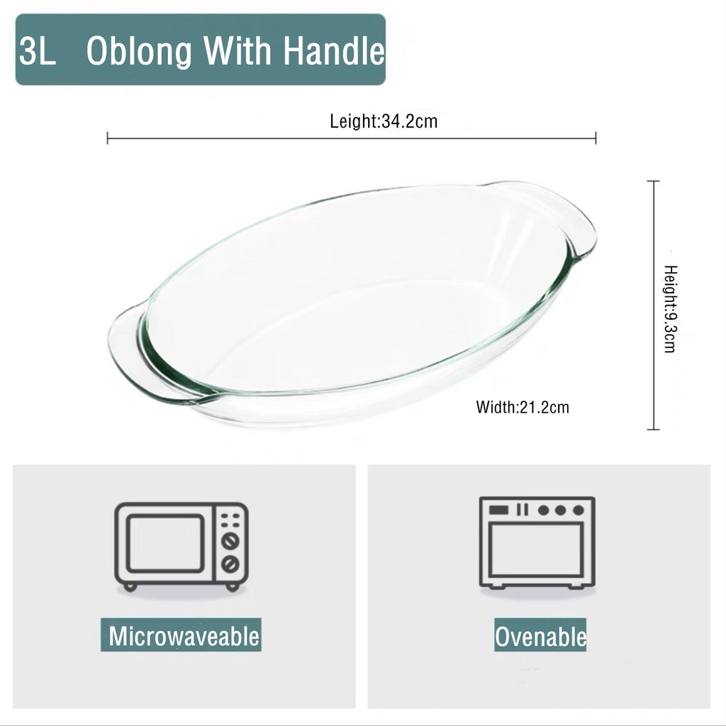VISHINE Microwave/OVEN Safe Rectangular W/Handle Tempered Glass ...