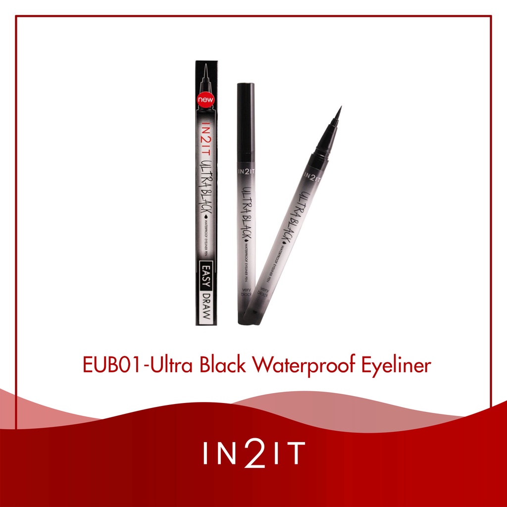 IN2IT Ultra Black Waterproof Eyeliner Soft & Sharp Felt Tip Applicator ...