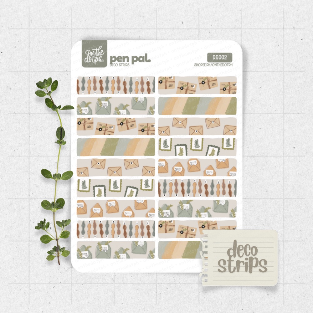 pen pal deco strips sticker sheet • decorative for planners, journals ...