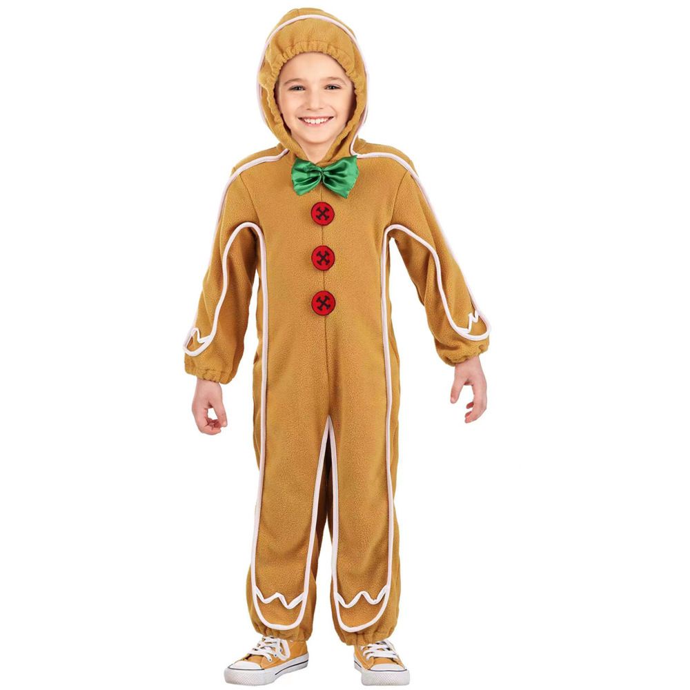 Kids Gingerbread Man Costume Cosplay Bodysuit Stage Performance Dress ...