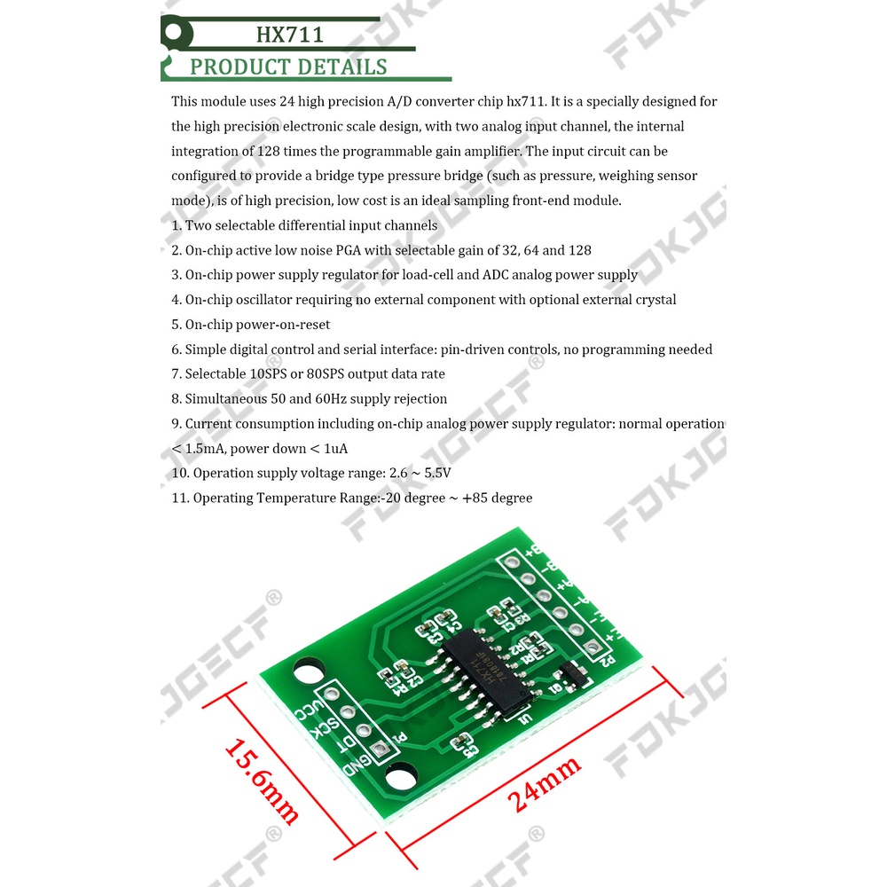 Load Cell 1KG 5KG 10KG 20KG HX711 AD Module Weight Sensor Electronic ...