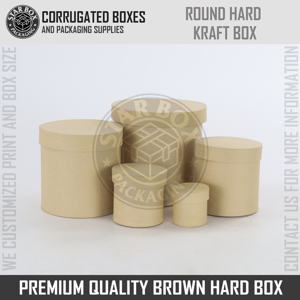 STARBOX Brown Hard Round Kraft Box (Gift Box / Stackable / 4 Colors / 5 ...