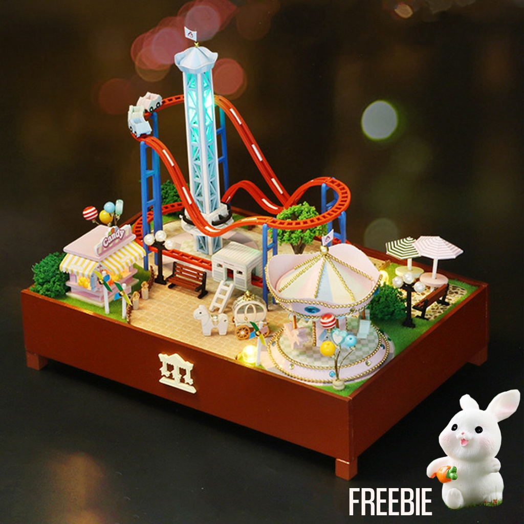 DIY Theme Park Miniature Doll House with Dust Cover Miniature House kit ...