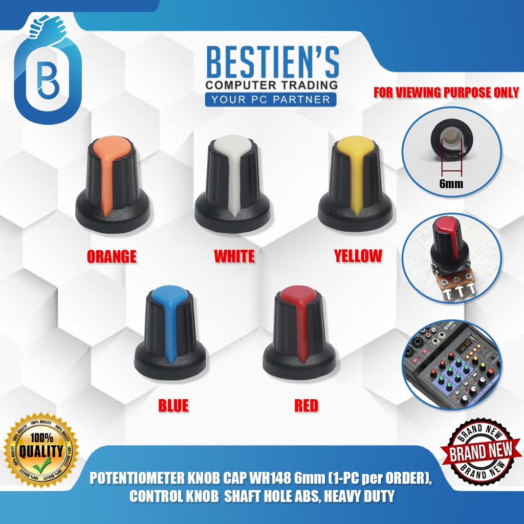 POTENTIOMETER KNOB CAP WH148 6mm (1-PC per ORDER), SHAFT HOLE ABS | Shopee Philippines