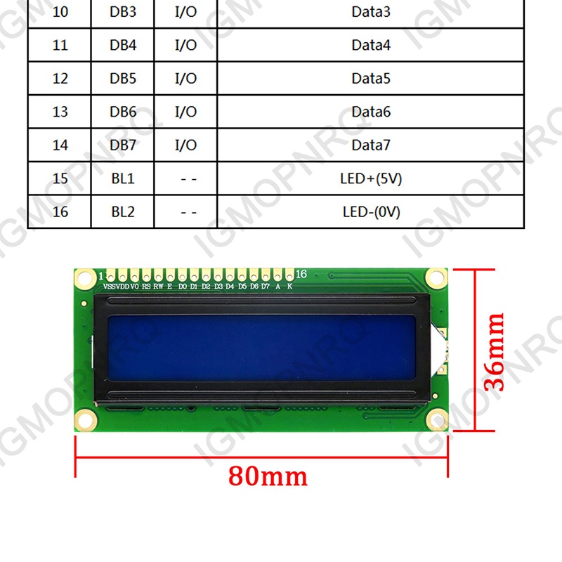 Lcd1602 1602 Lcd Module Blue Yellow Green Screen 16x2 Character Lcd