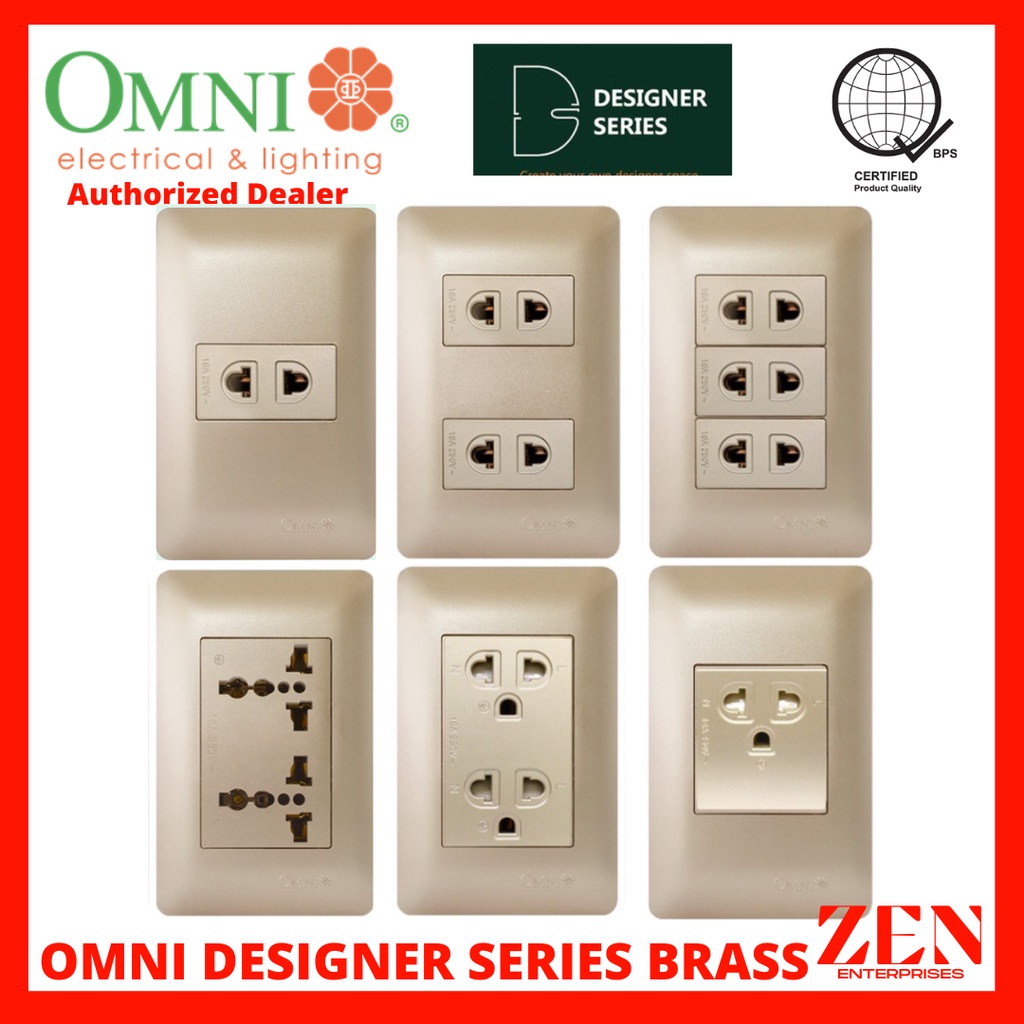 Omni Designer Series BRASS Universal Outlet Sets (1GANG, 2GANG, 3GANG ...