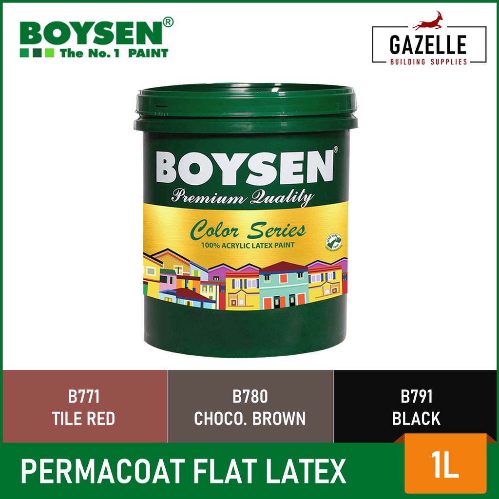 Boysen Color Series Permacoat Flat Latex Paint Black B791- 1 Liter ...