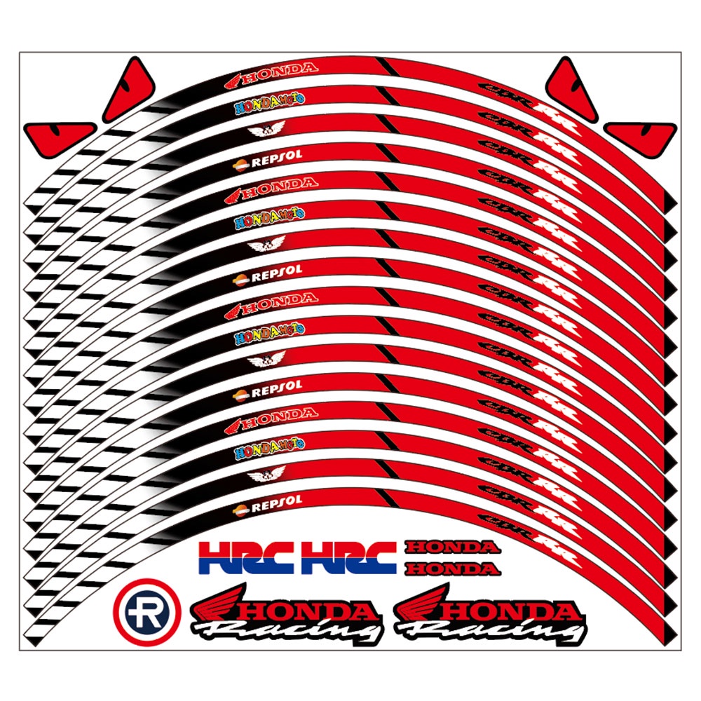 16PCS 17" Motorcycle Wheel Tire Stickers Reflective Rim Stripe Decasl ...