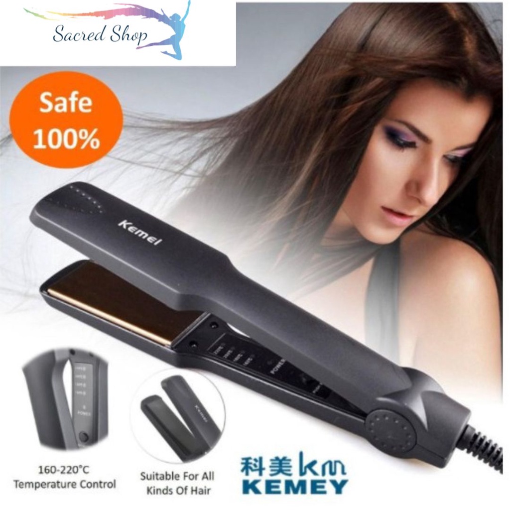Kemei KM-329 Professional Hair Straightener Curl Fast Heating Iron ...