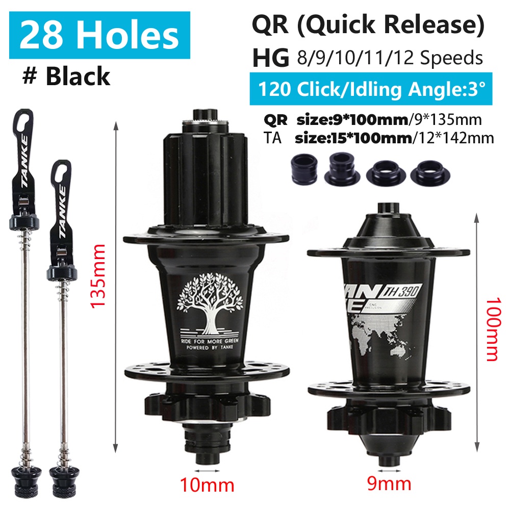 TANKE MTB Hub 6Paw 120 Sound 4 Bearing 28 32 36 Holes Quick Release ...