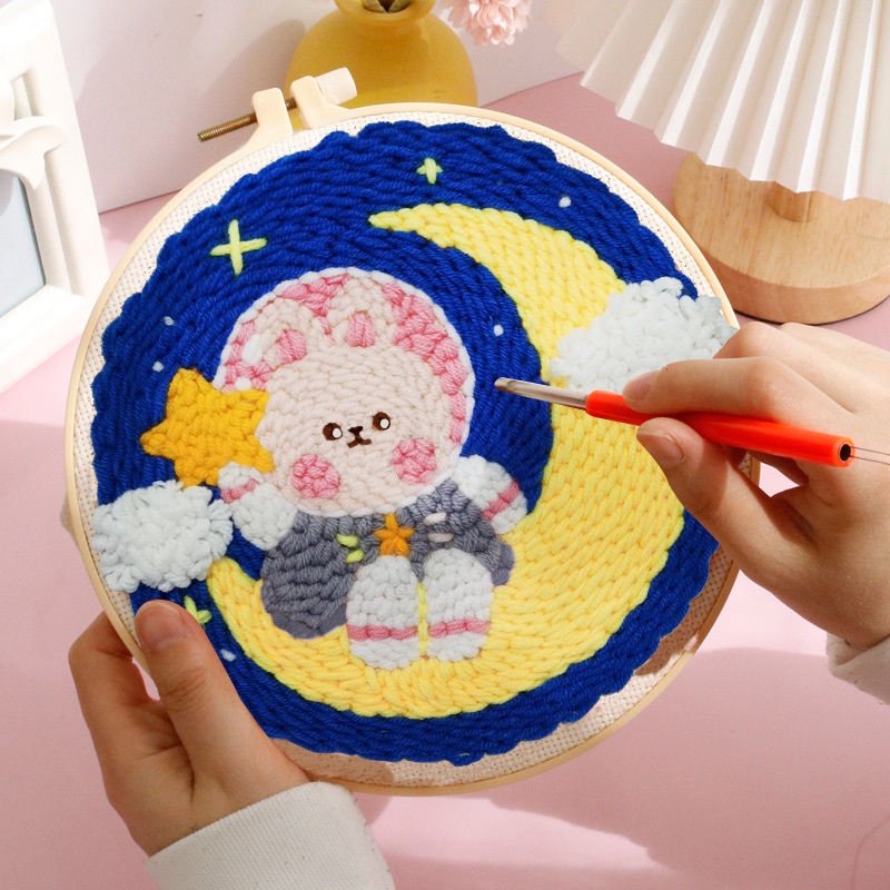 Punch Poke Needle Embroidery Kit Dog Duck Unicorn Rainbow Lion Cute ...