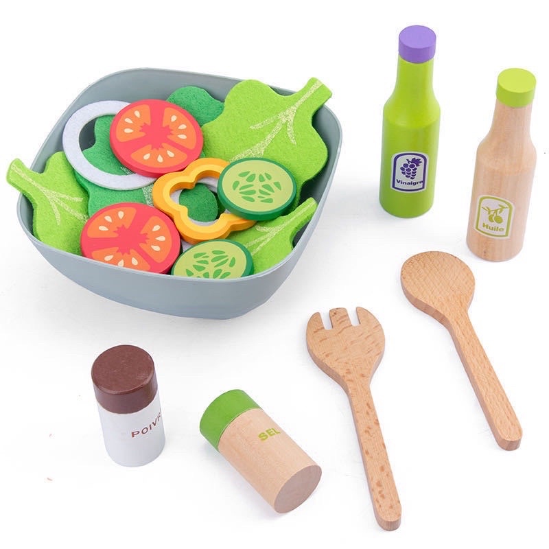 Wooden Vegetable Salad Making Set Pretend Play Montessori Educational ...