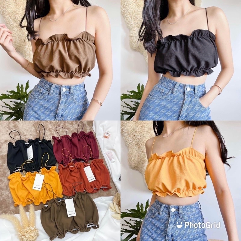 CASI twill balloon crop top for women sexy crop top for women | Shopee ...