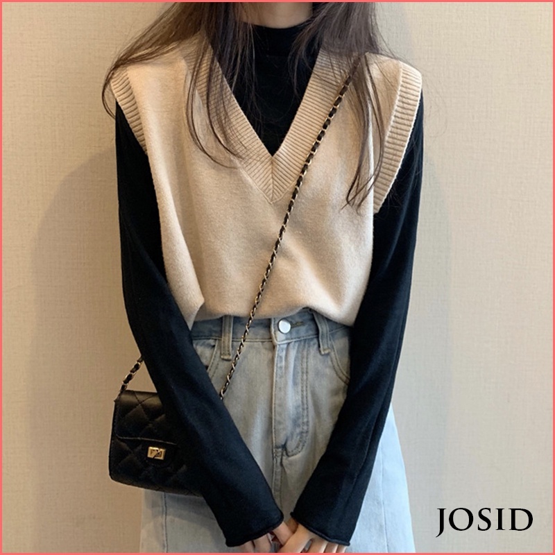 Korean Version Loose V-Neck Knitted Vest Jumper Tops Women'S Knitted ...