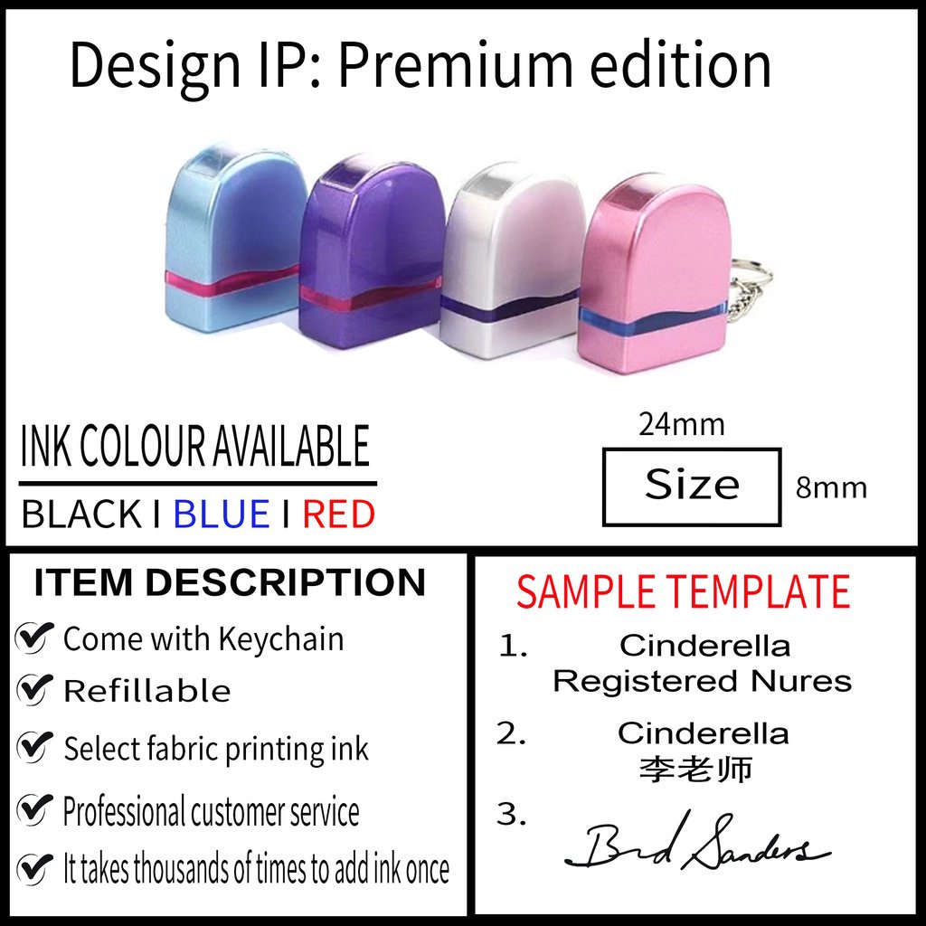 Personalised Ink Stamp 【Free ink】/ Rubber stamp / Refillable / Pre ...