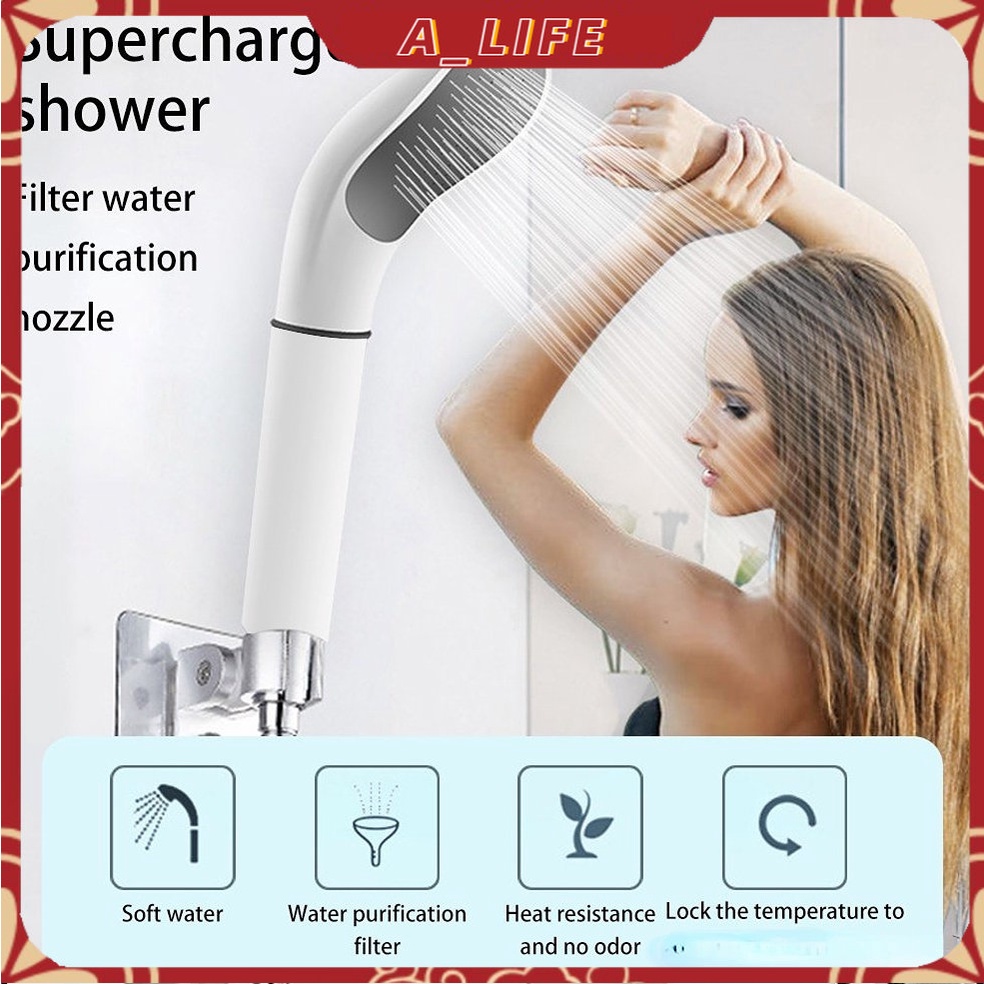 A-LIFE hand-held shower head shower booster shower white curved water ...