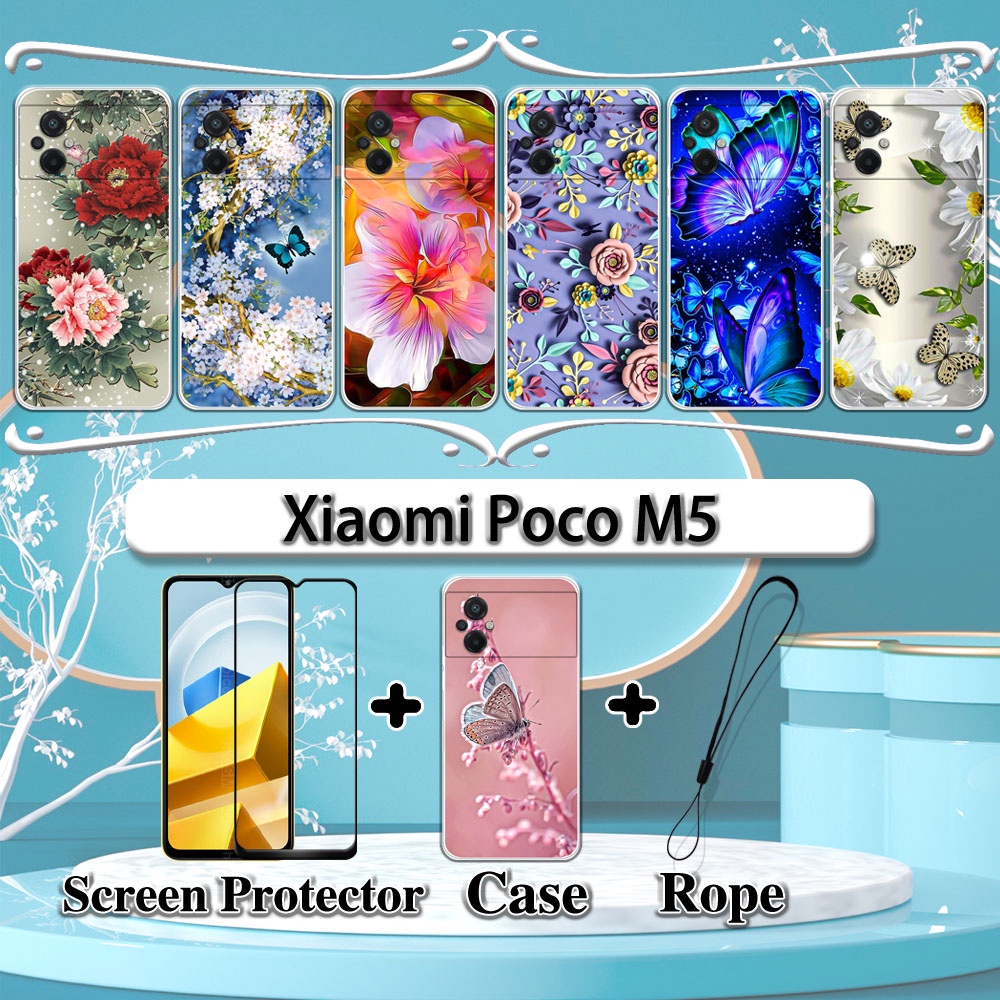 2 IN 1 Xiaomi Poco M5 Case with Tempered Glass Curved Ceramic Screen ...