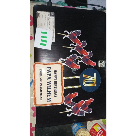 customized photo Printed cake toppers manok gold 70 banner themed ...