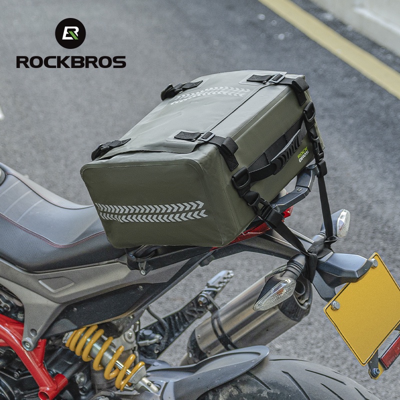 Rockbros Motorcycle Rear Bag Waterproof Back Seat Bag PVC 30L High ...
