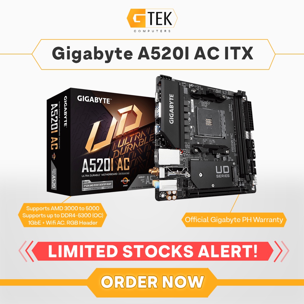 Gigabyte A520i AC A520 w/ 802.11ac AM4 Ryzen ITX Motherboard | Shopee ...