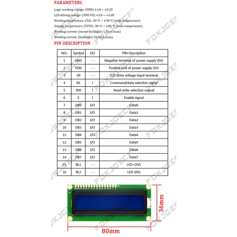 LCD1602/1604/2004 module yellow green/blue screen 16x2 16x4 20x4 ...