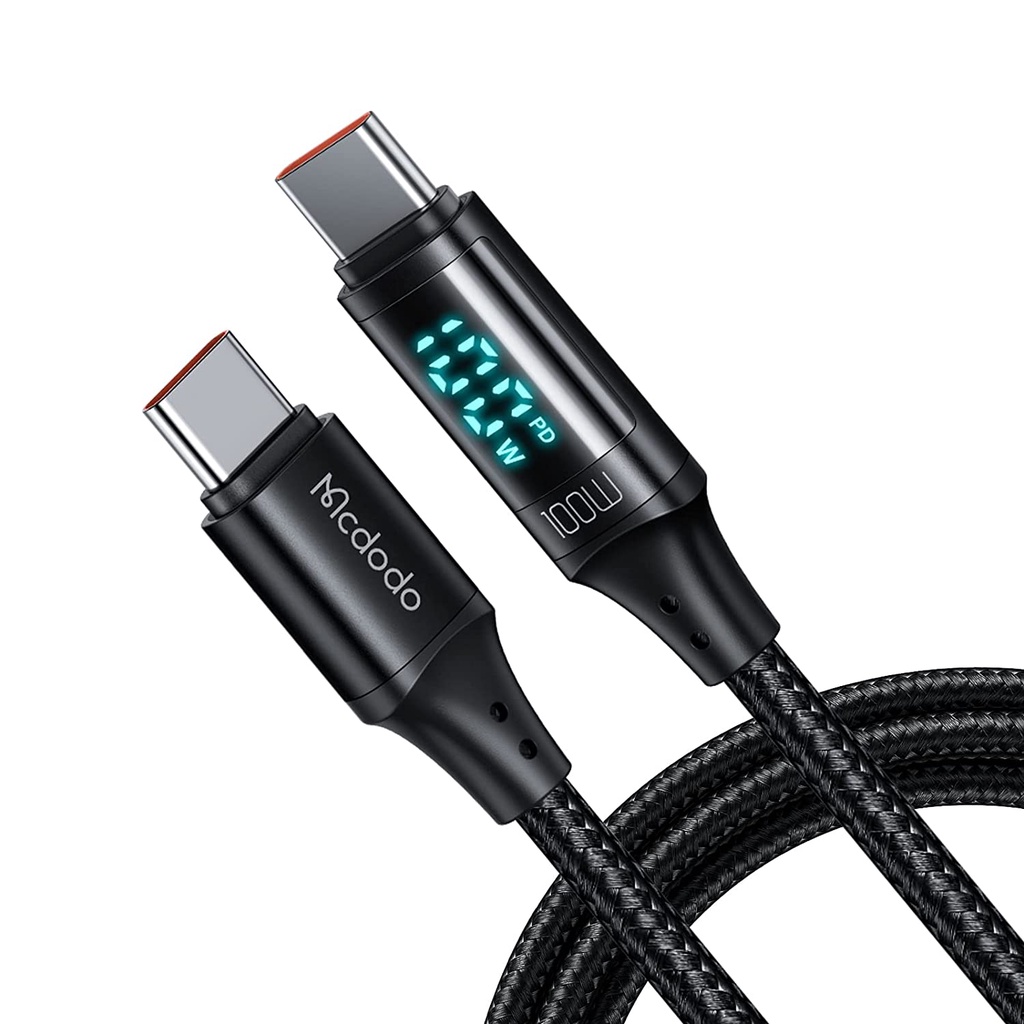 MCDODO 100W Type-C to Type-C 1.2M Digital Display Fast Charging Data Cable Black | Shopee ...