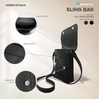 Monarchy Courage Vegan Leather Sling Bag | Minimalist | for Men and ...