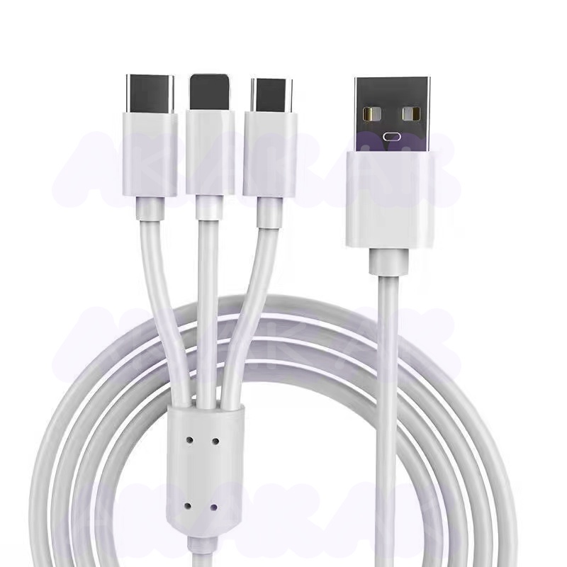 1.2m USB 3 in 1 Quick Charging Cable Flexible Flat Cable Wire for iPh ...