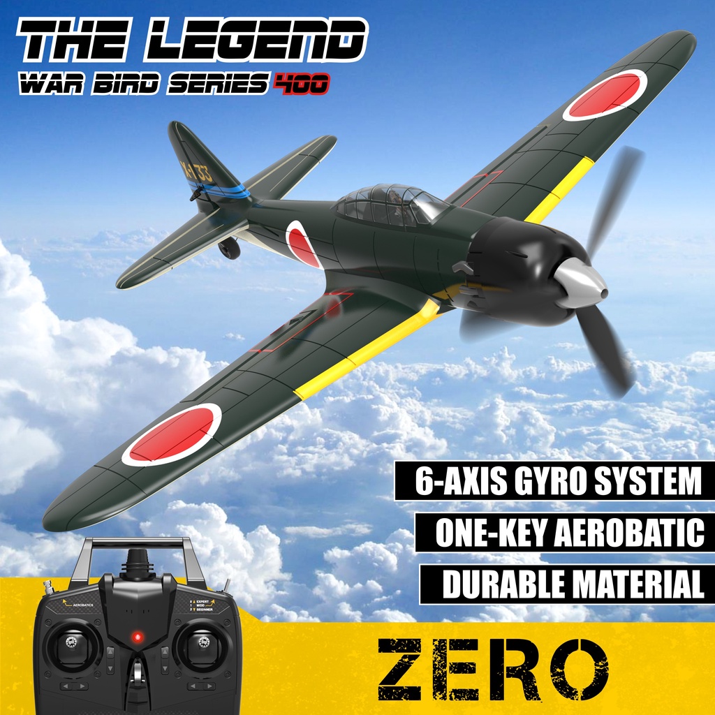 VOLANTEXRC RC Plane A6M Zero Remote Aircraft EPP 400mm Wingspan 2.4G 6 ...