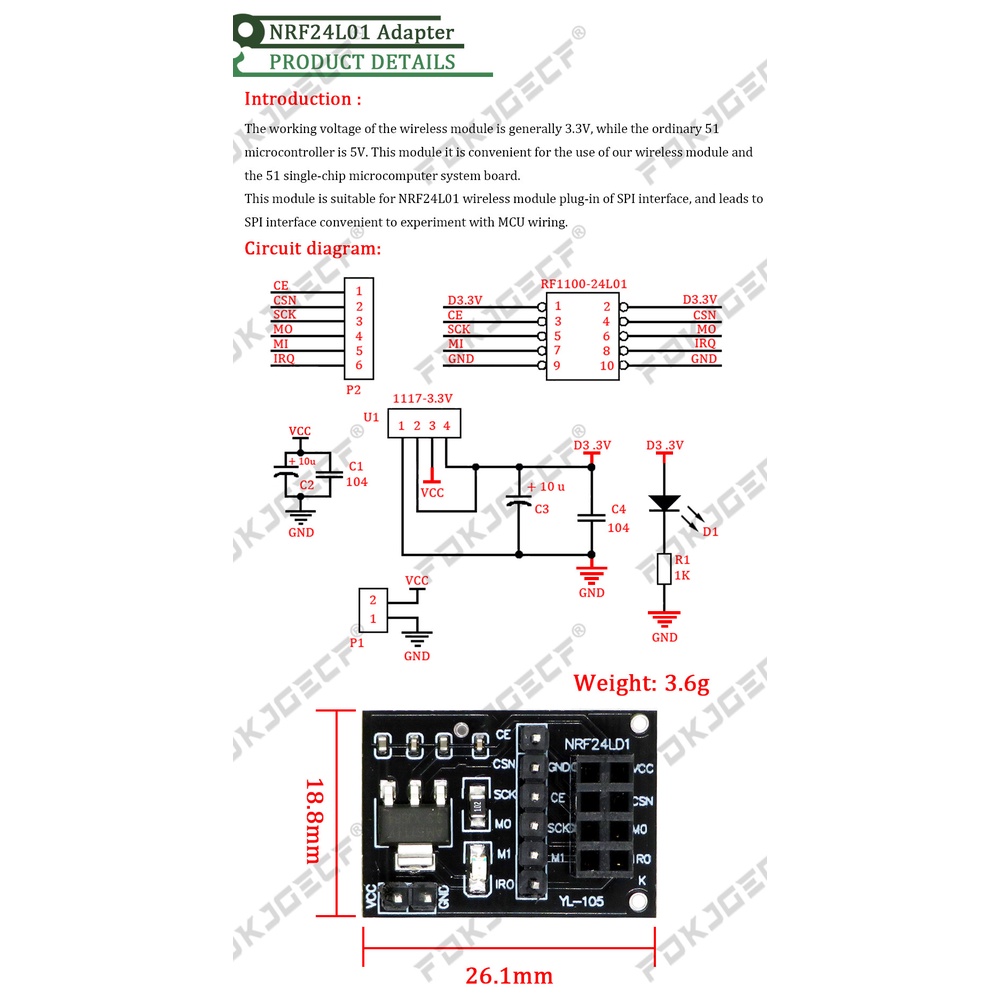 NRF24L01 3.3V Wireless adapter module New Socket Adapter plate Board for 8Pin | Shopee Philippines