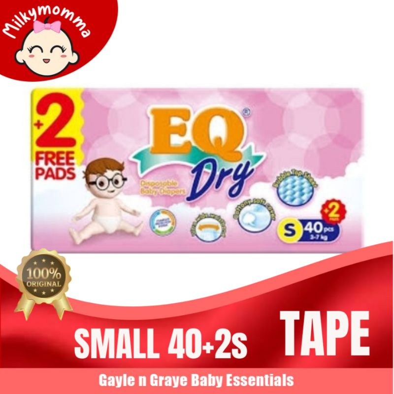 EQ Dry Small 40+2's Tape Diaper | Shopee Philippines