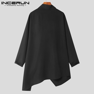 INCERUN Men's Gothic Punk Poncho Cape Long Sleeve Solid Color Casual ...