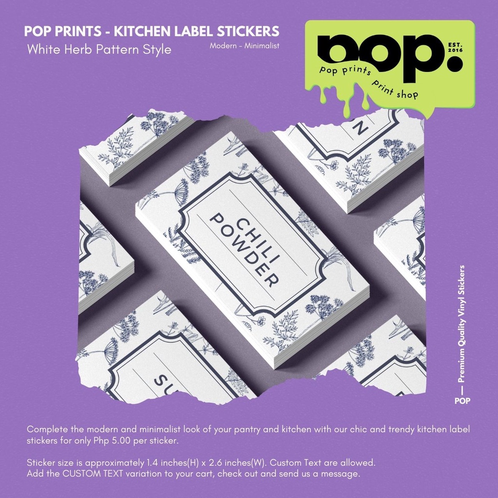 KITCHEN LABEL CONDIMENT STICKER Modern Minimalist Style B | WATERPROOF ...