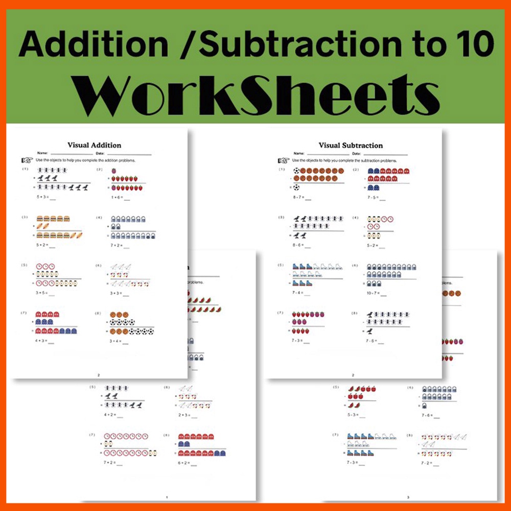 Addition And Subtraction Within 10 Practice Exercise Paper Preschool ...