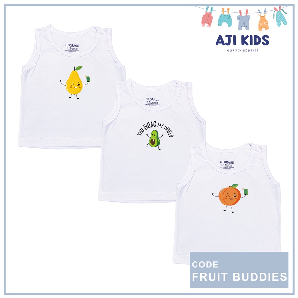 AJI MANILA New Born Baby Clothes Sando Top 3-in-1 "Fruit Buddies" Set | Shopee Philippines