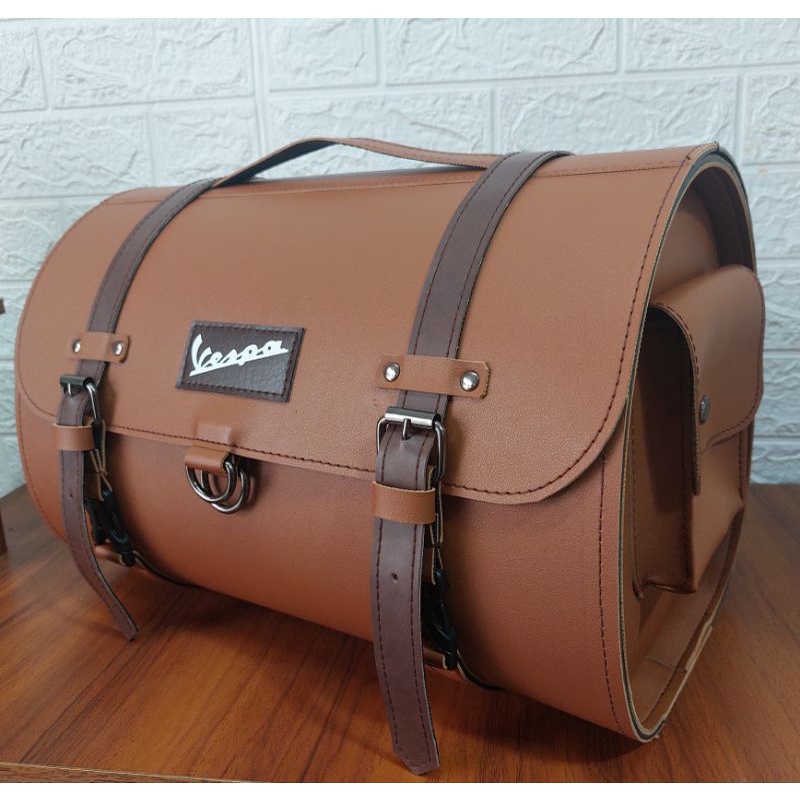 Classic bags by TSM L16"xH10"xW10" L.Brown/ Choco straps Vespa/Benelli ...