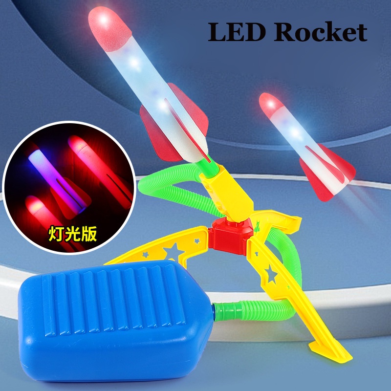 LED Light Rocket Launcher Toys Jump Air Rocket 3 Shots Launcher Glowing ...