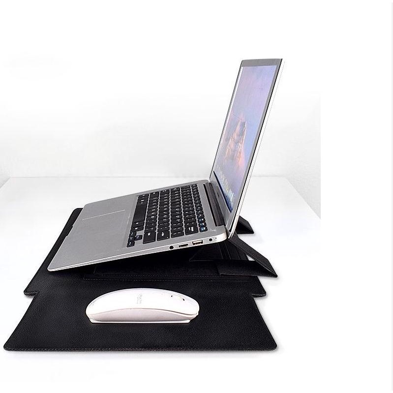 Multifunctional Laptop Sleeve Stand Leather Cover with Stand & Mouse ...