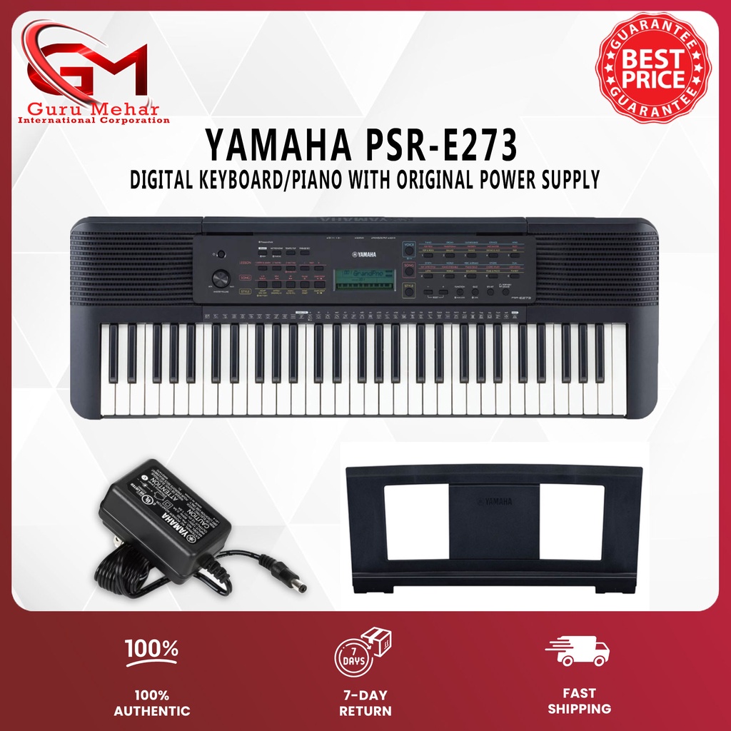 YAMAHA (PSR-E273) - Touch Responsive Keyboard/Piano With Original Yamaha Power Supply - (Total ...