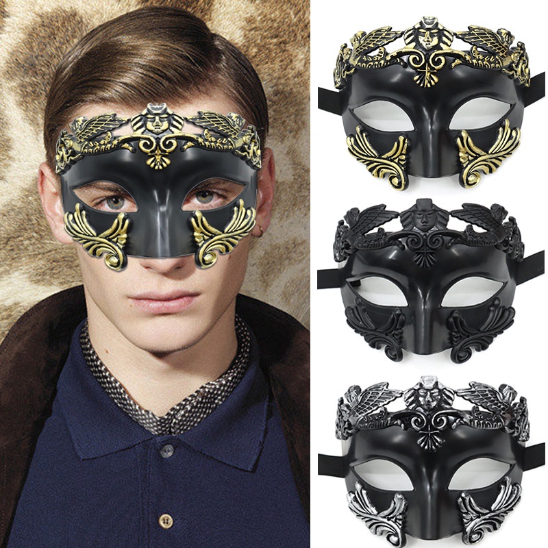 Men Ancient Greece Roman Samurai Half Face Mask Venice Halloween ...