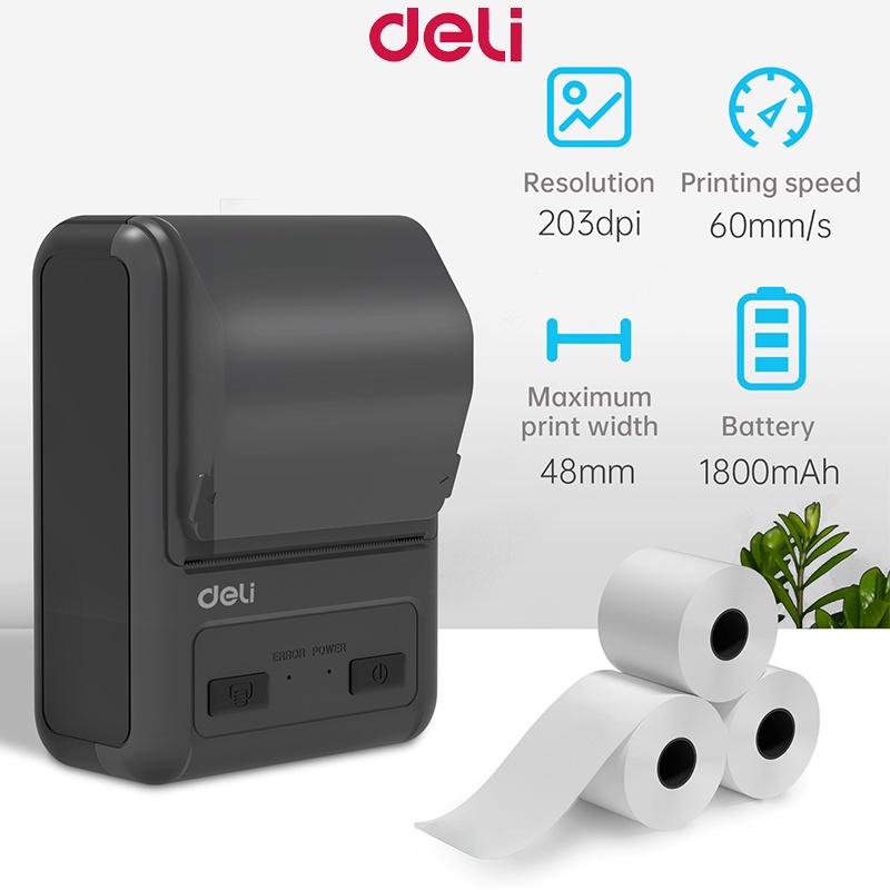 Deli Mini Portable Bluetooth Thermal Printer Label Printer Handheld ...