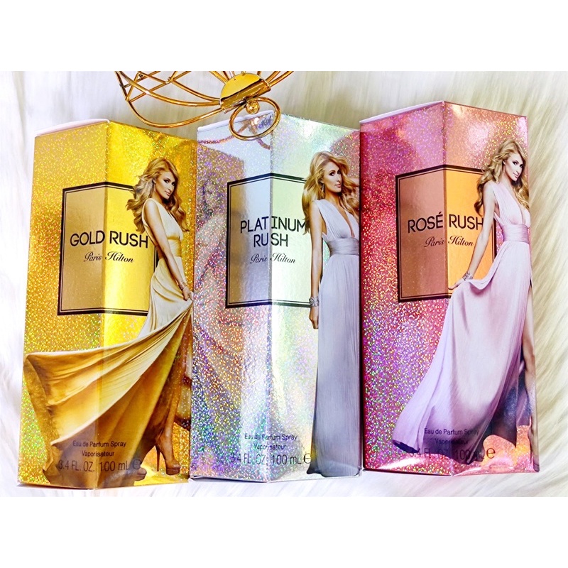 Paris Hilton Gold Rush, Platinum Rush, Rose Rush Edp 100mL | Shopee ...