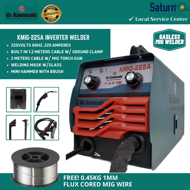 VX KAWASAKI GASLESS MIG WELDING MACHINE INVERTER MIGWELD FLUX CORED ...